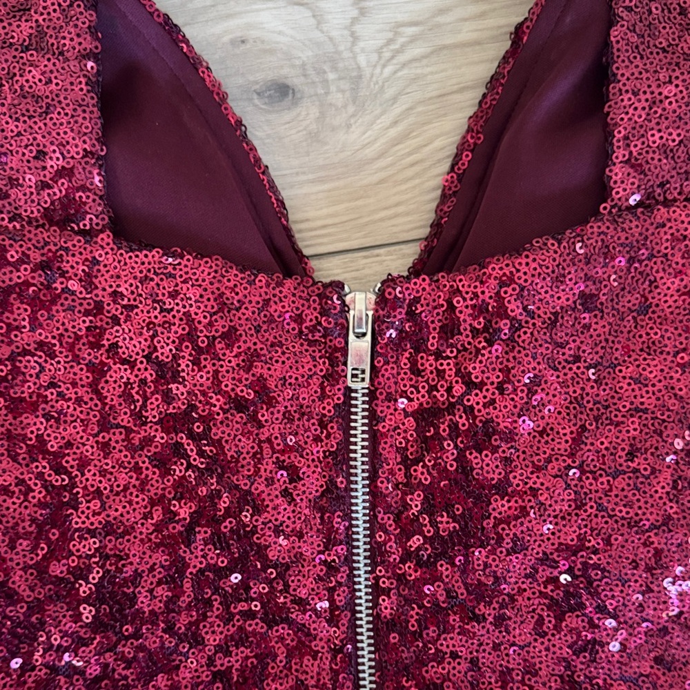 Crystal Doll Deep Red Sequin Prom Dress - Gem
